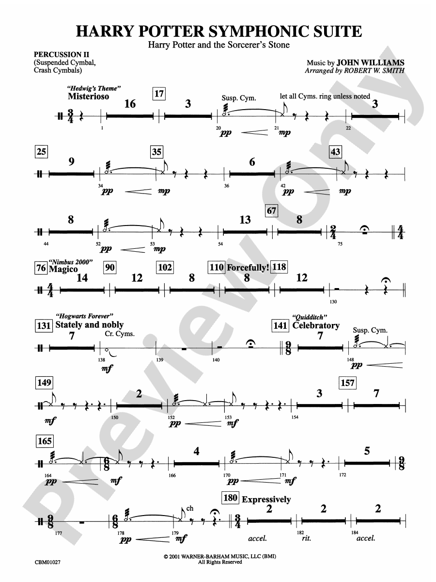 Harry Potter Symphonic Suite: 2nd Percussion: 2nd Percussion Part ...