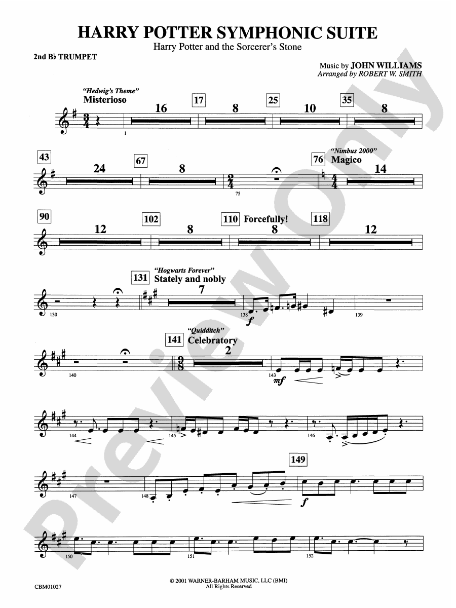 Harry Potter Symphonic Suite: 2nd B-flat Trumpet: 2nd B-flat Trumpet Part - Digital Sheet Music ...