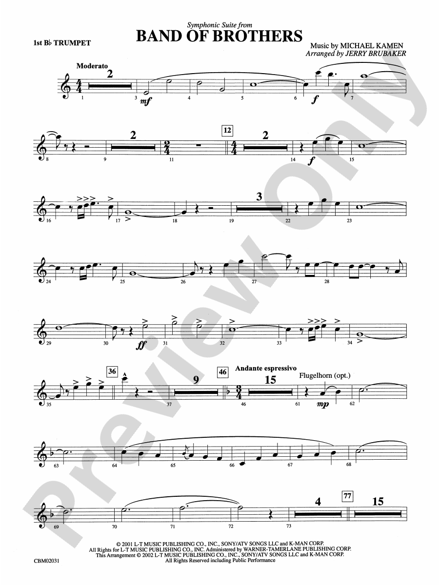 Band of Brothers, Symphonic Suite from: 1st B-flat Trumpet: 1st B-flat ...