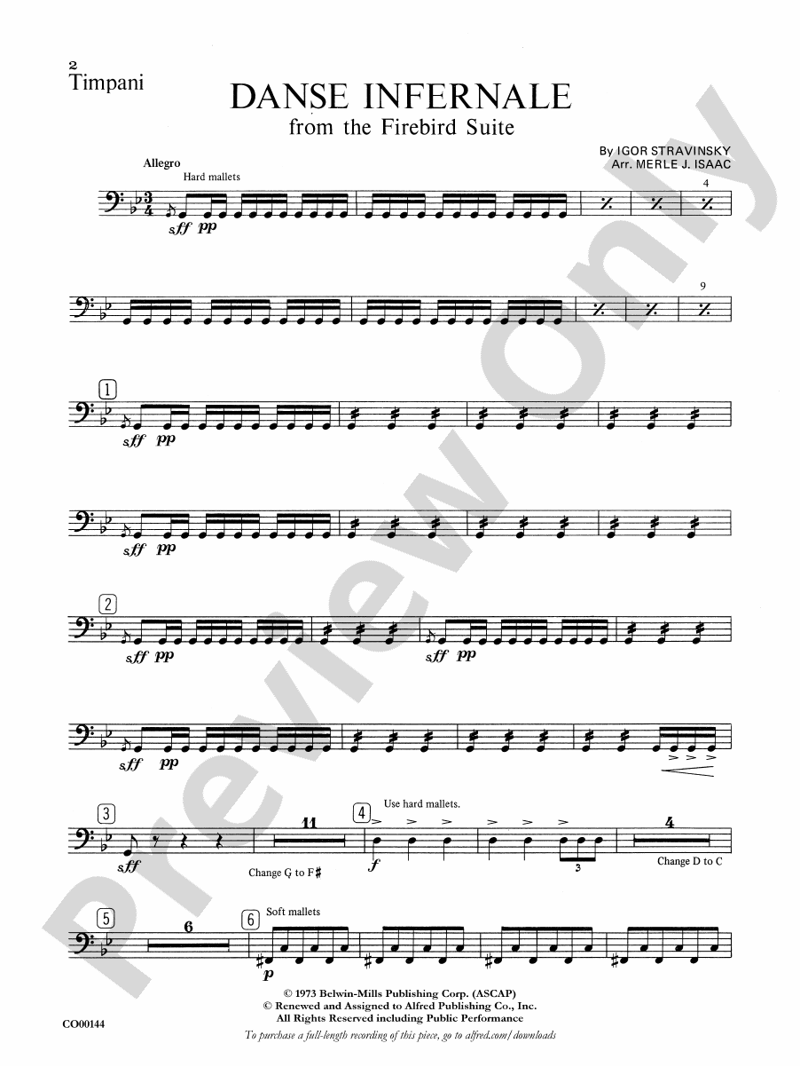 Danse Infernale: Timpani: Timpani Part - Digital Sheet Music Download