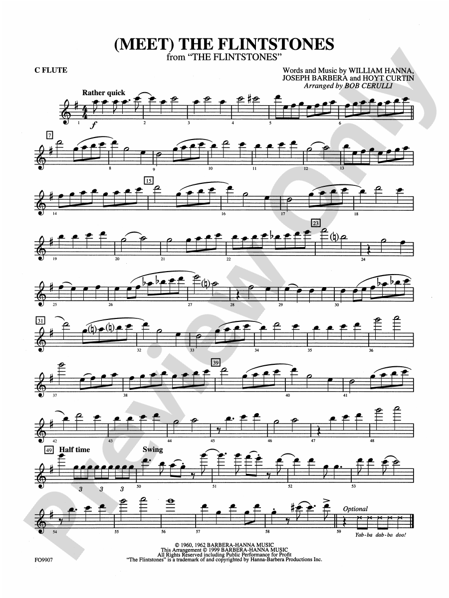 (Meet) The Flintstones: Flute: Flute Part - Digital Sheet Music Download