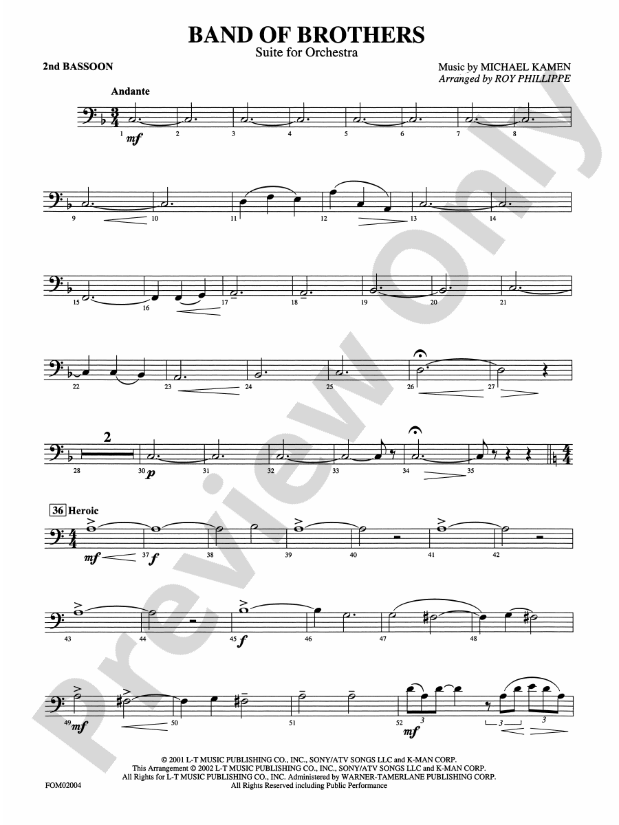 Band of Brothers: 2nd Bassoon: 2nd Bassoon Part - Digital Sheet Music ...