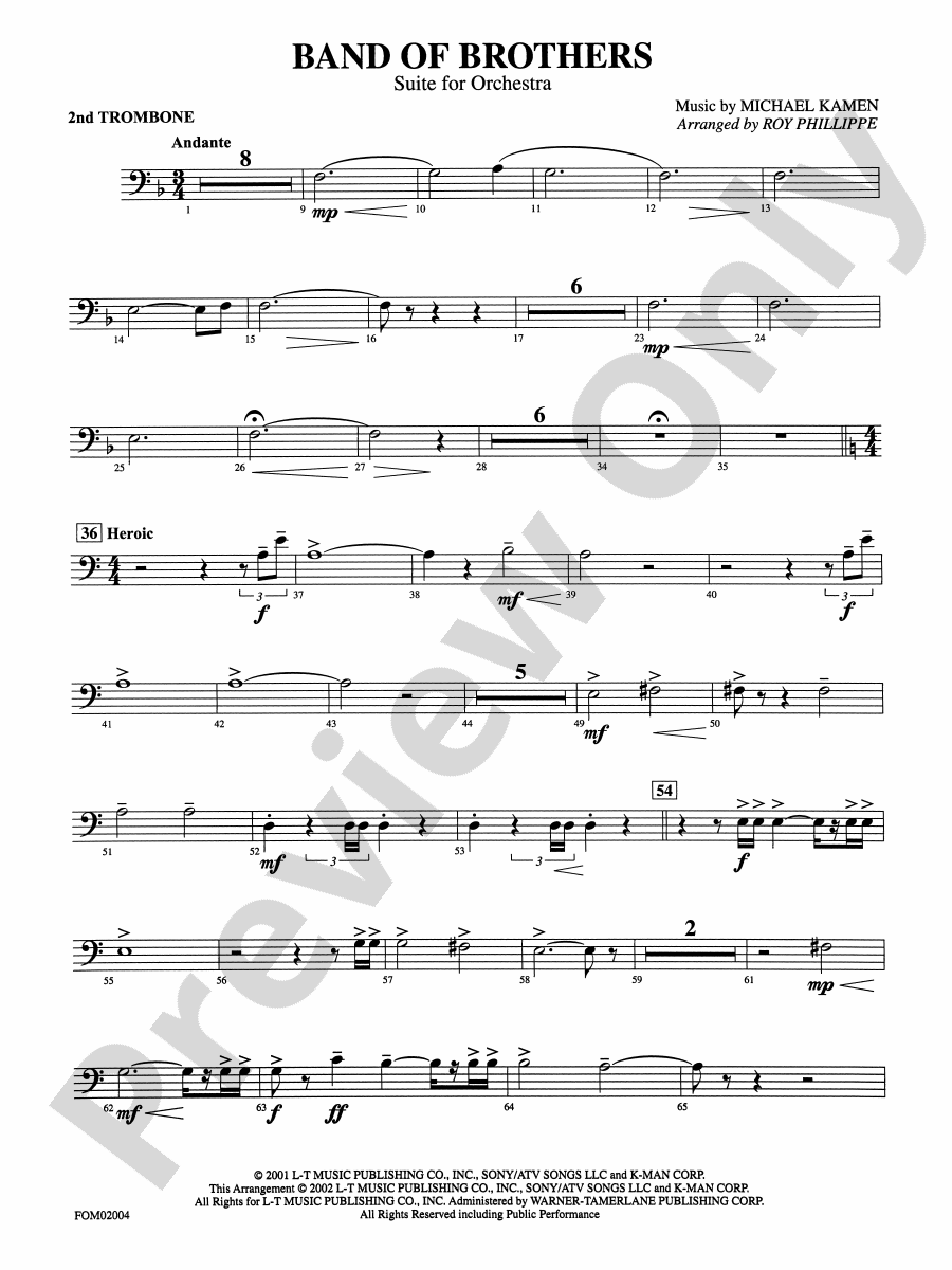 Band of Brothers: 2nd Trombone: 2nd Trombone Part - Digital Sheet Music ...