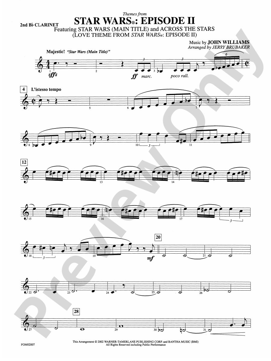 Star Wars®: Episode II Attack of the Clones: 2nd B-flat Clarinet: 2nd B ...