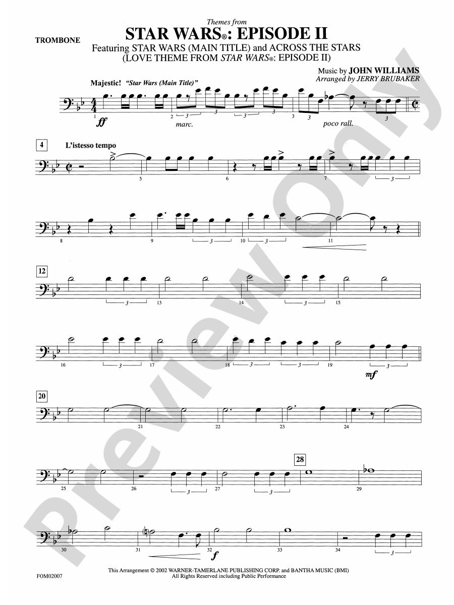 Star Wars®: Episode II Attack of the Clones: 1st Trombone: 1st Trombone ...