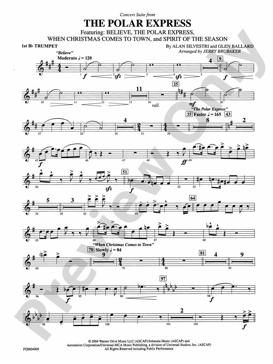The Polar Express, Concert Suite from: 1st B-flat Trumpet: 1st B-flat ...