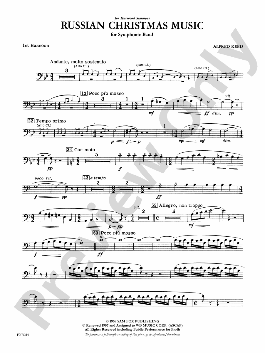 Russian Christmas Music: Bassoon: Bassoon Part - Digital Sheet Music Download