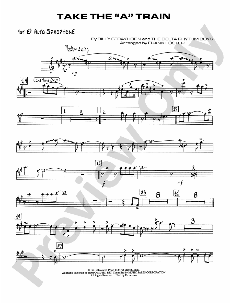 Take the "A" Train: E-flat Alto Saxophone: E-flat Alto Saxophone Part ...