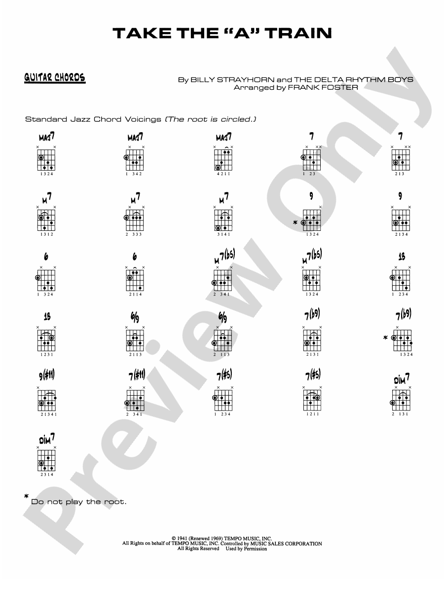 Take the "A" Train: Guitar Chords: Guitar Chords Part - Digital Sheet ...