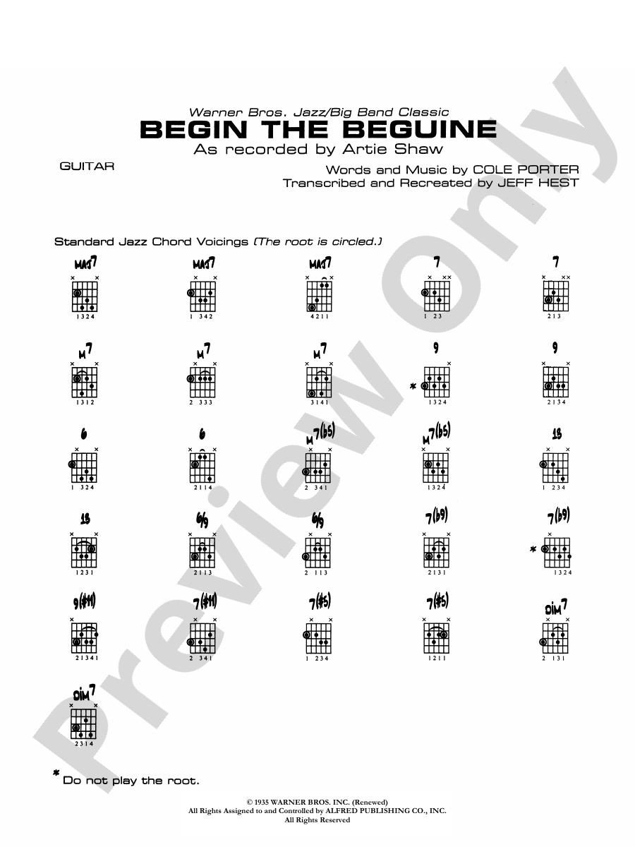 Begin the Beguine: Guitar Chords: Guitar Chords Part - Digital Sheet ...