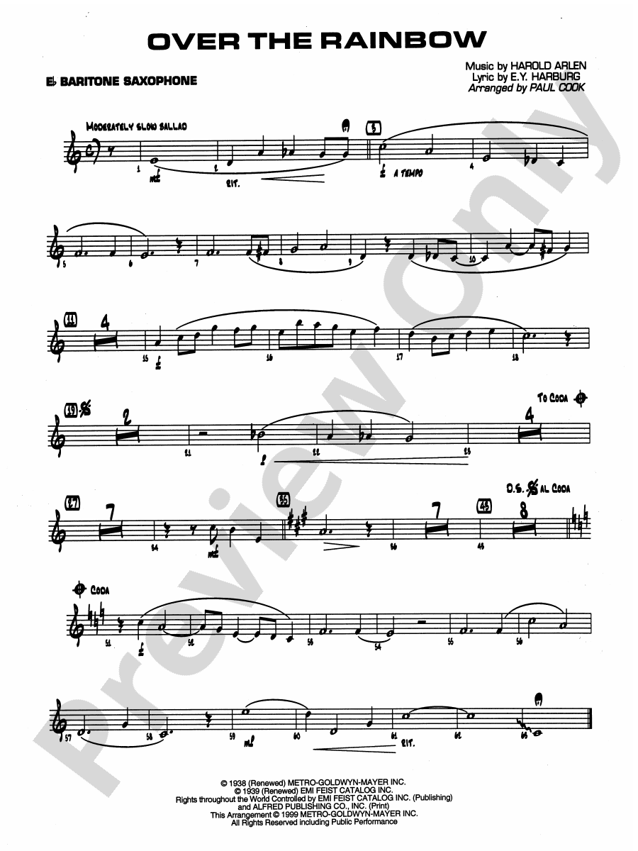 Over the Rainbow: E-flat Baritone Saxophone: E-flat Baritone Saxophone ...