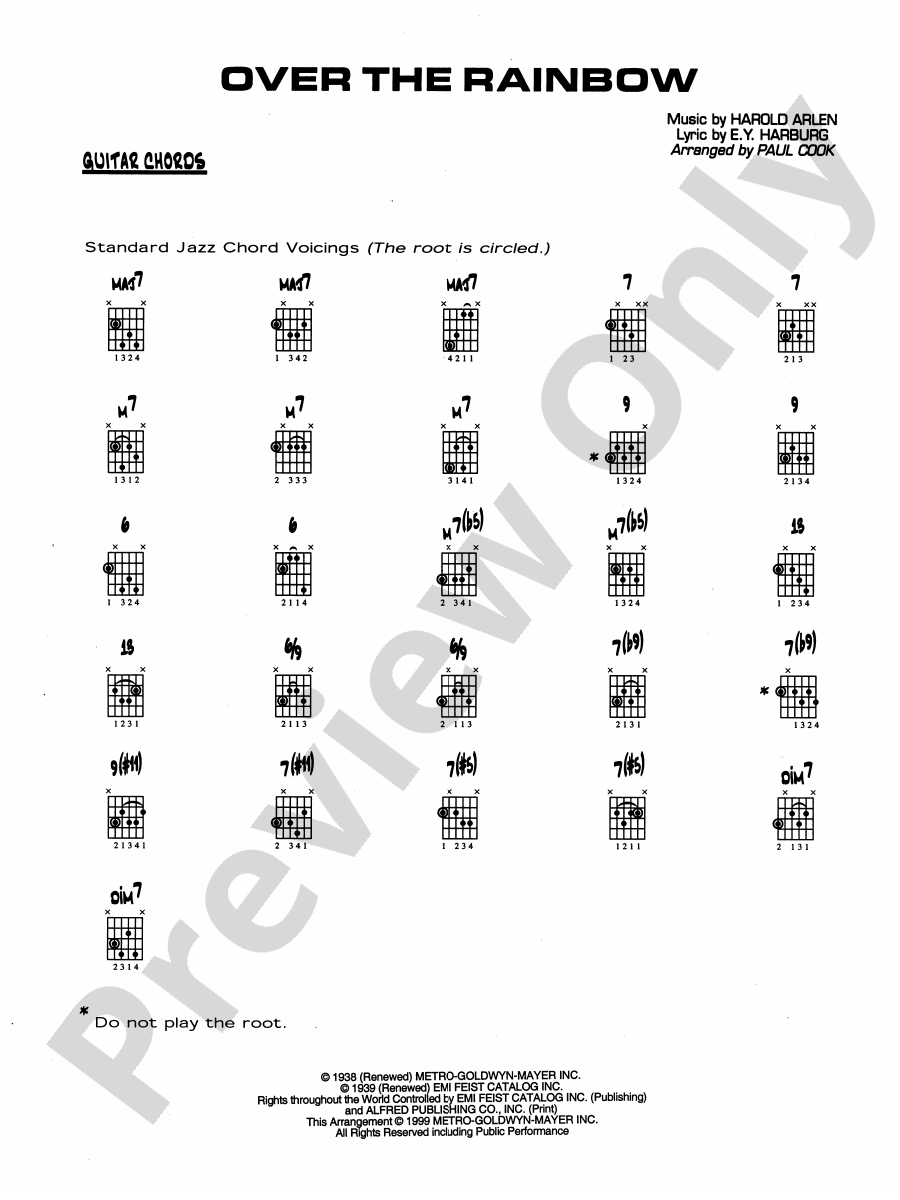Over the Rainbow: Guitar Chords: Guitar Chords Part - Digital Sheet ...