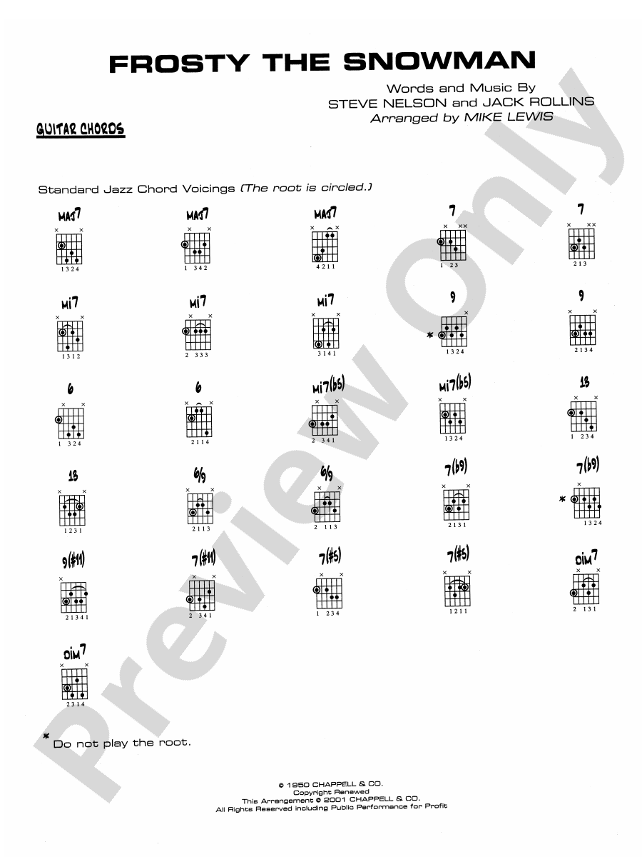 Frosty the Snowman: Guitar Chords: Guitar Chords Part - Digital Sheet ...
