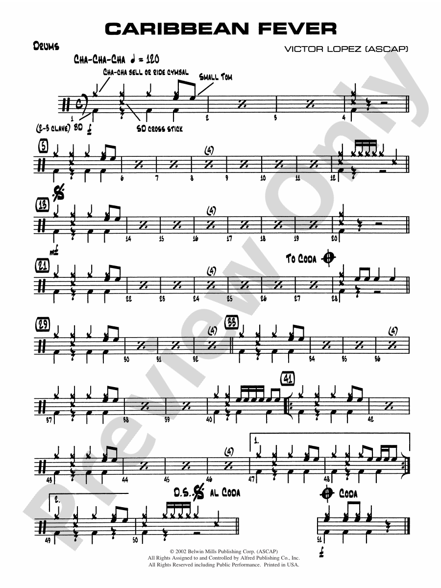 Caribbean Fever: Drums: Drums Part - Digital Sheet Music Download