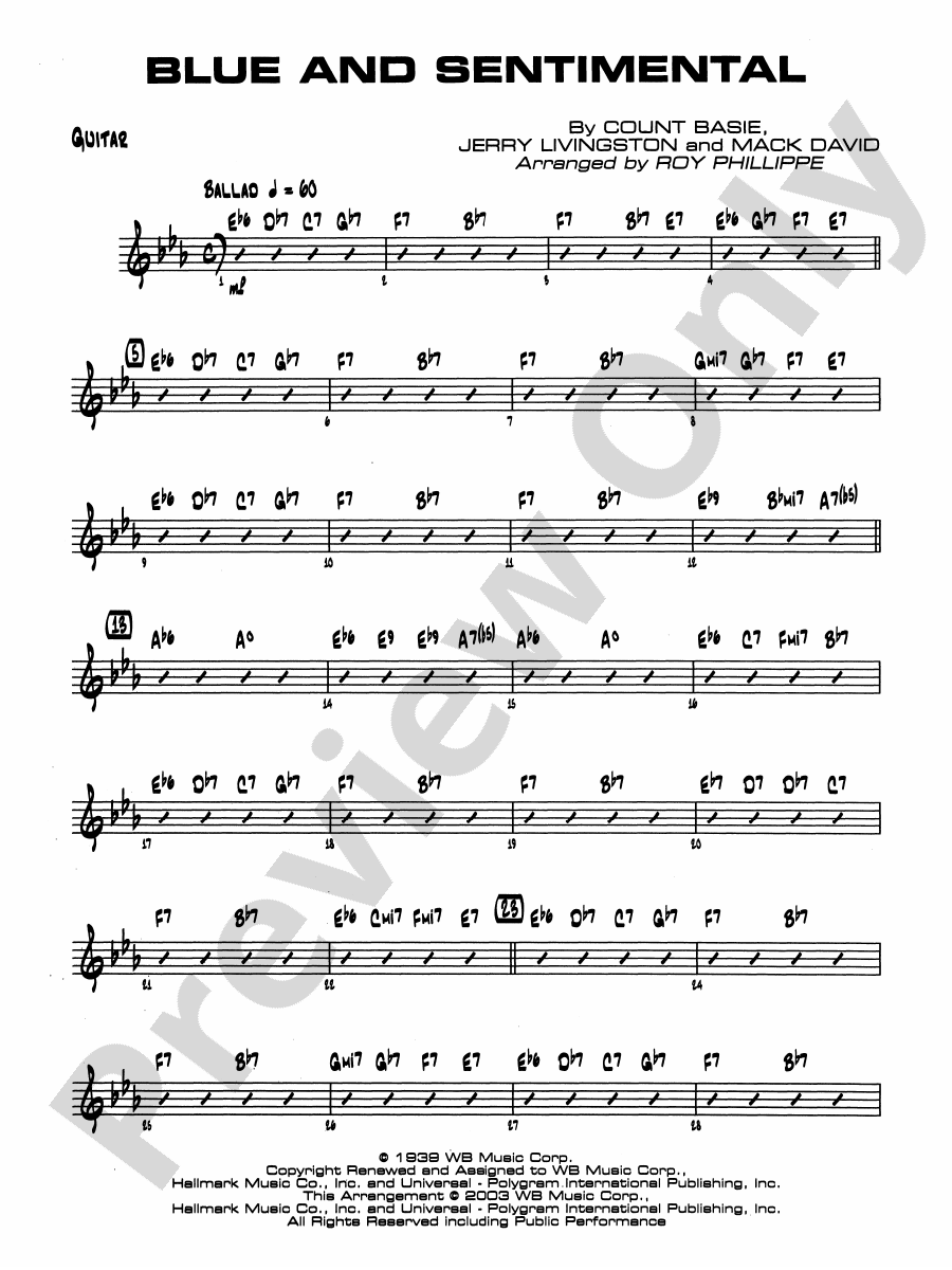 Blue and Sentimental: Guitar: Guitar Part - Digital Sheet Music Download