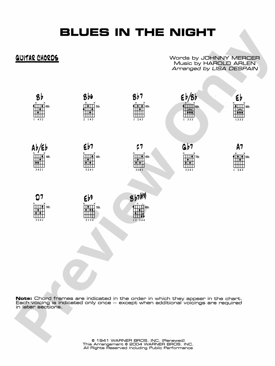 Blues in the Night: Guitar Chords: Guitar Chords Part - Digital Sheet ...