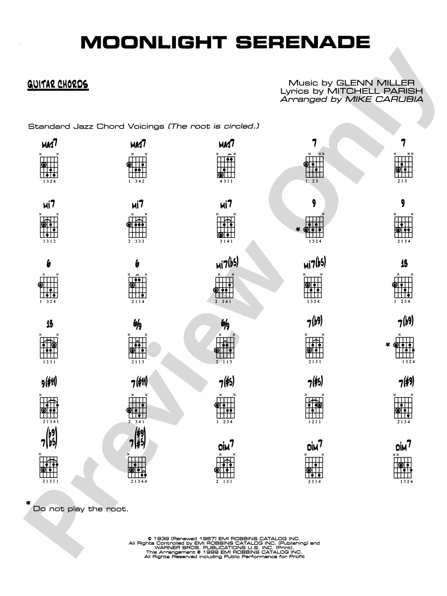 Moonlight Serenade: Guitar Chords: Guitar Chords Part - Digital Sheet Music Download