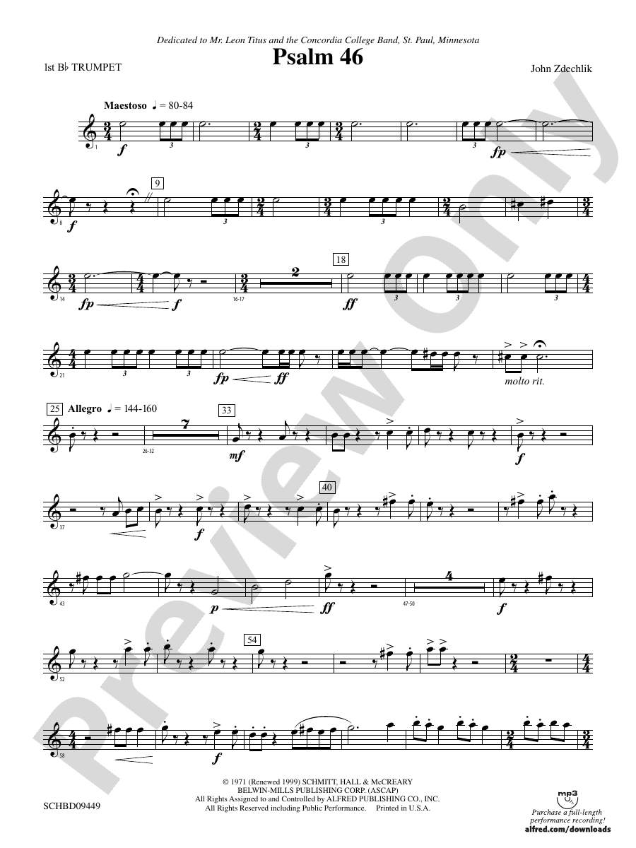 Psalm 46: 1st B-flat Trumpet: 1st B-flat Trumpet Part - Digital Sheet ...