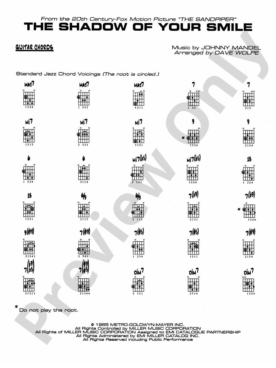 The Shadow of Your Smile (from The Sandpiper): Guitar Chords: Guitar ...