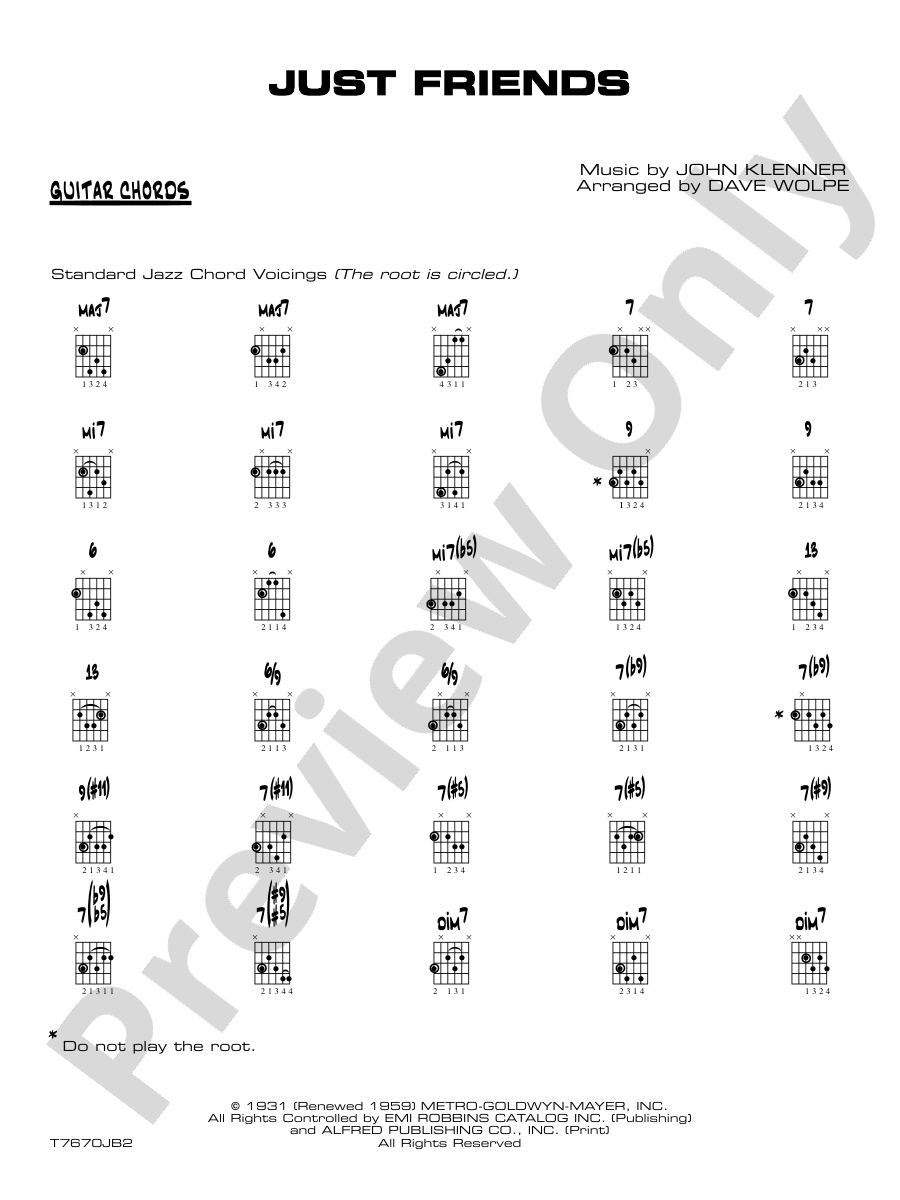 Just Friends: Guitar Chords: Guitar Chords Part - Digital Sheet Music ...