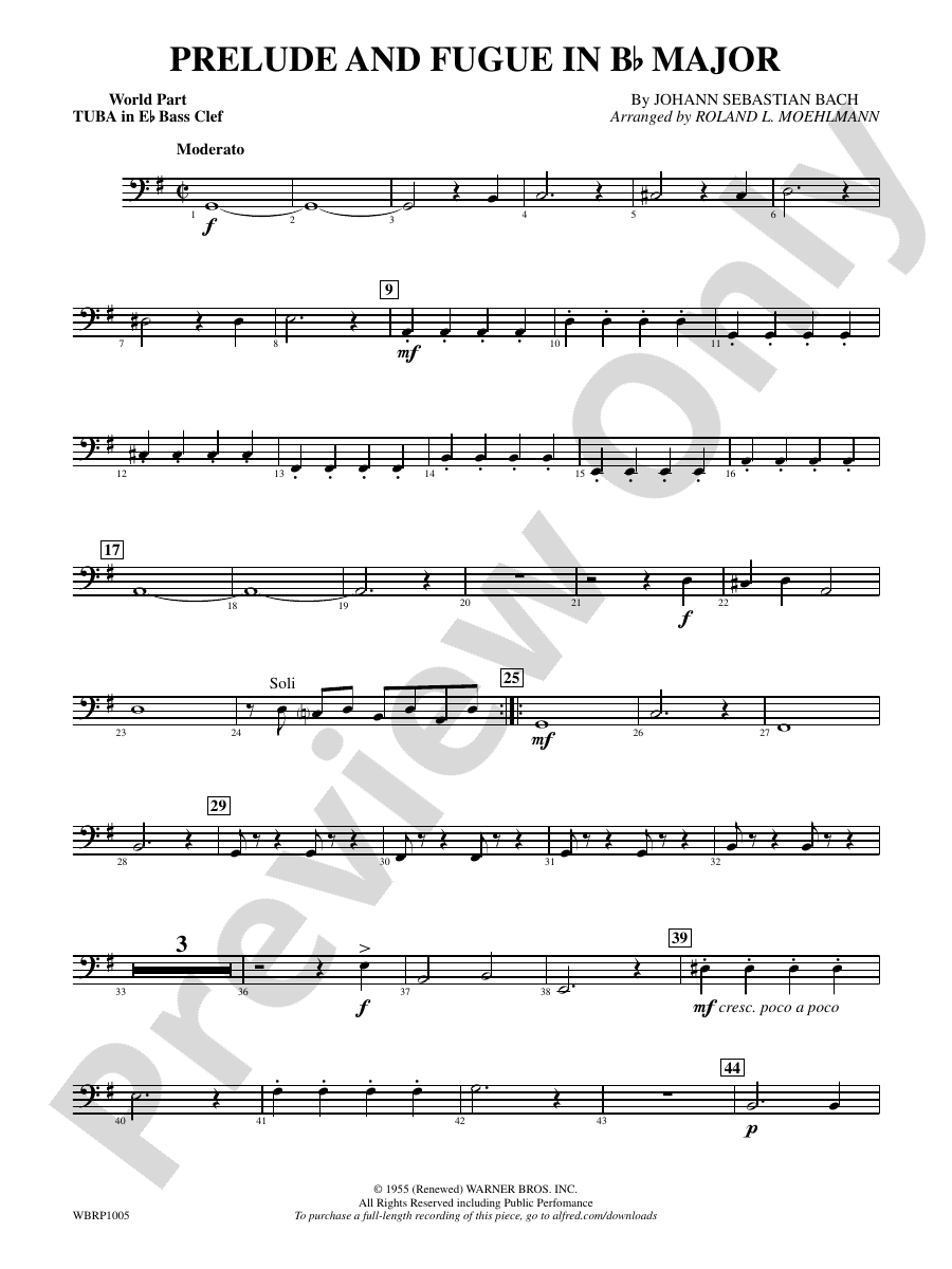 Prelude and Fugue in B-Flat Major: (wp) E-flat Tuba B.C.: (wp) E-flat ...