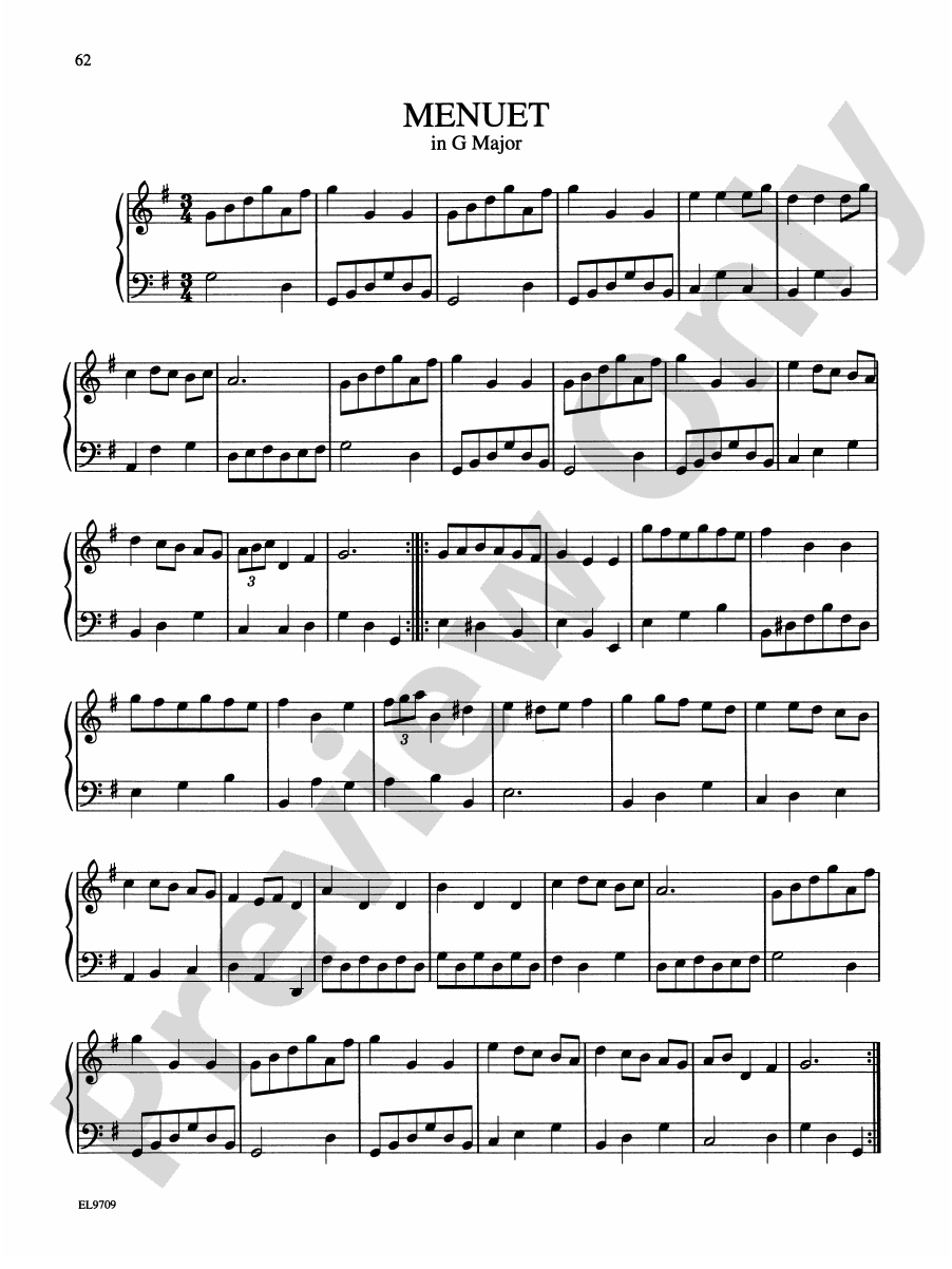 Bach: Notebook for Anna Magdalena Bach: Menuet in G Major Part ...