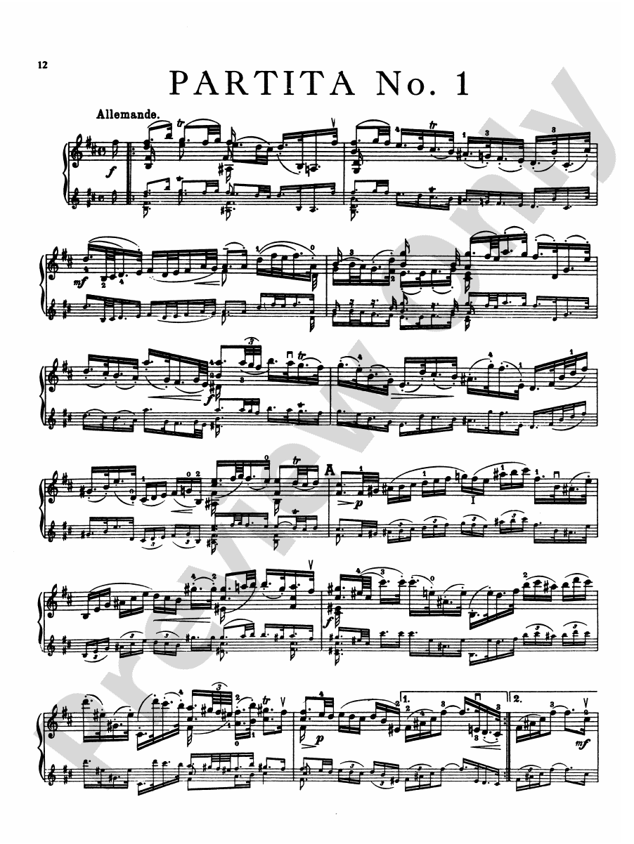 Bach: Six Sonatas and Partitas: Partita No. 1 Part - Digital Sheet ...