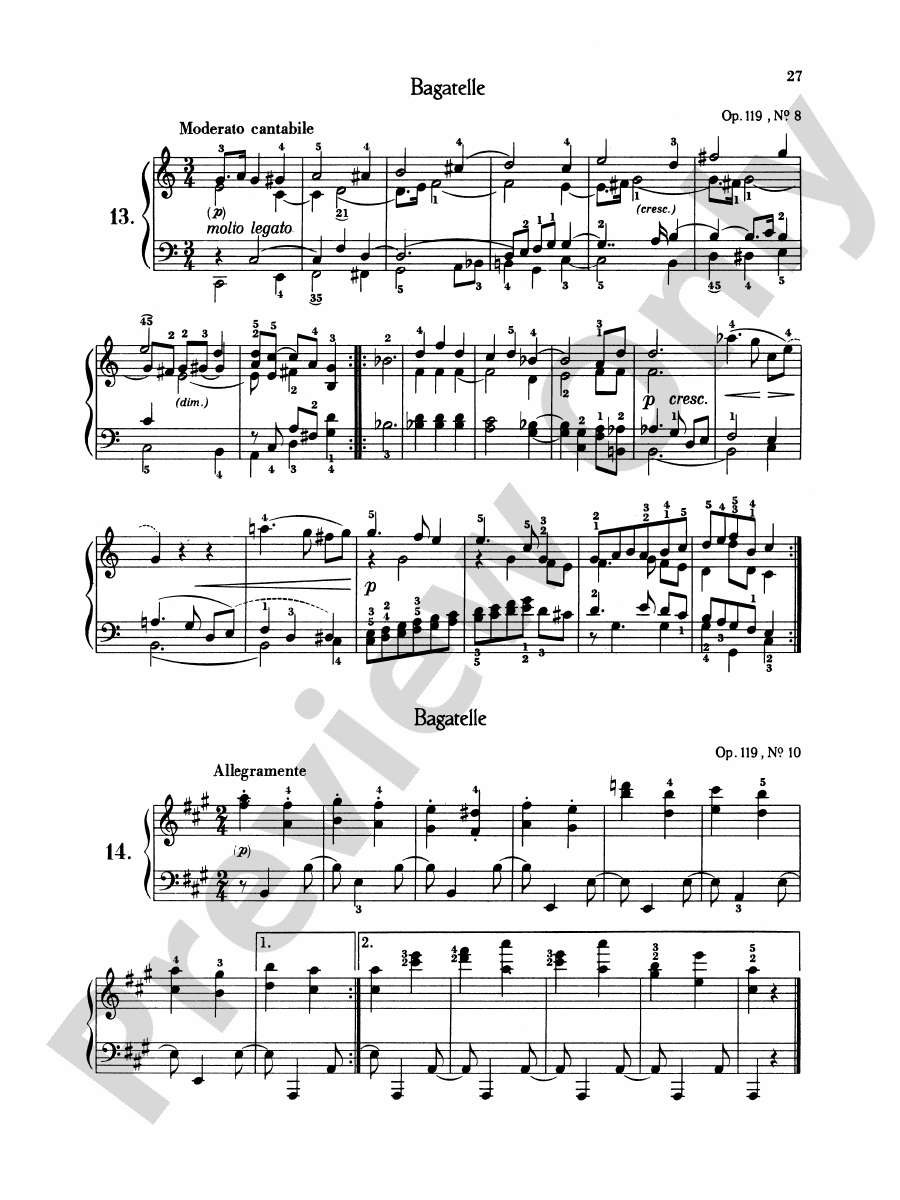 Beethoven: Easy Compositions: 13. Bagatelle, Op. 119, No. 8 Part ...