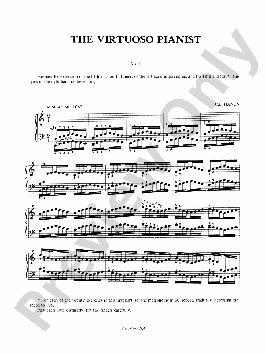 Hanon: The Virtuoso Pianist (Complete): No. 1 Part - Digital Sheet Music Download