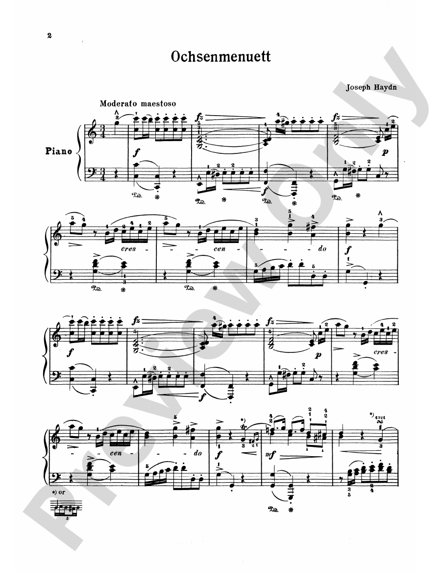 Haydn: Oxen Minuet and Gypsy Rondo: Oxen Minuet Part - Digital Sheet ...