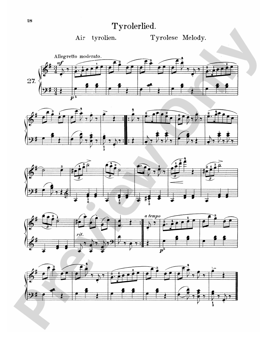 Köhler: Children's Album, Op. 210: 27. Tyrolese Melody Part - Digital ...