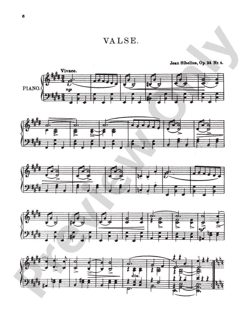 Sibelius: Sibelius Piano Album: Valse, Op. 24, No. 5 Part - Digital Sheet Music Download