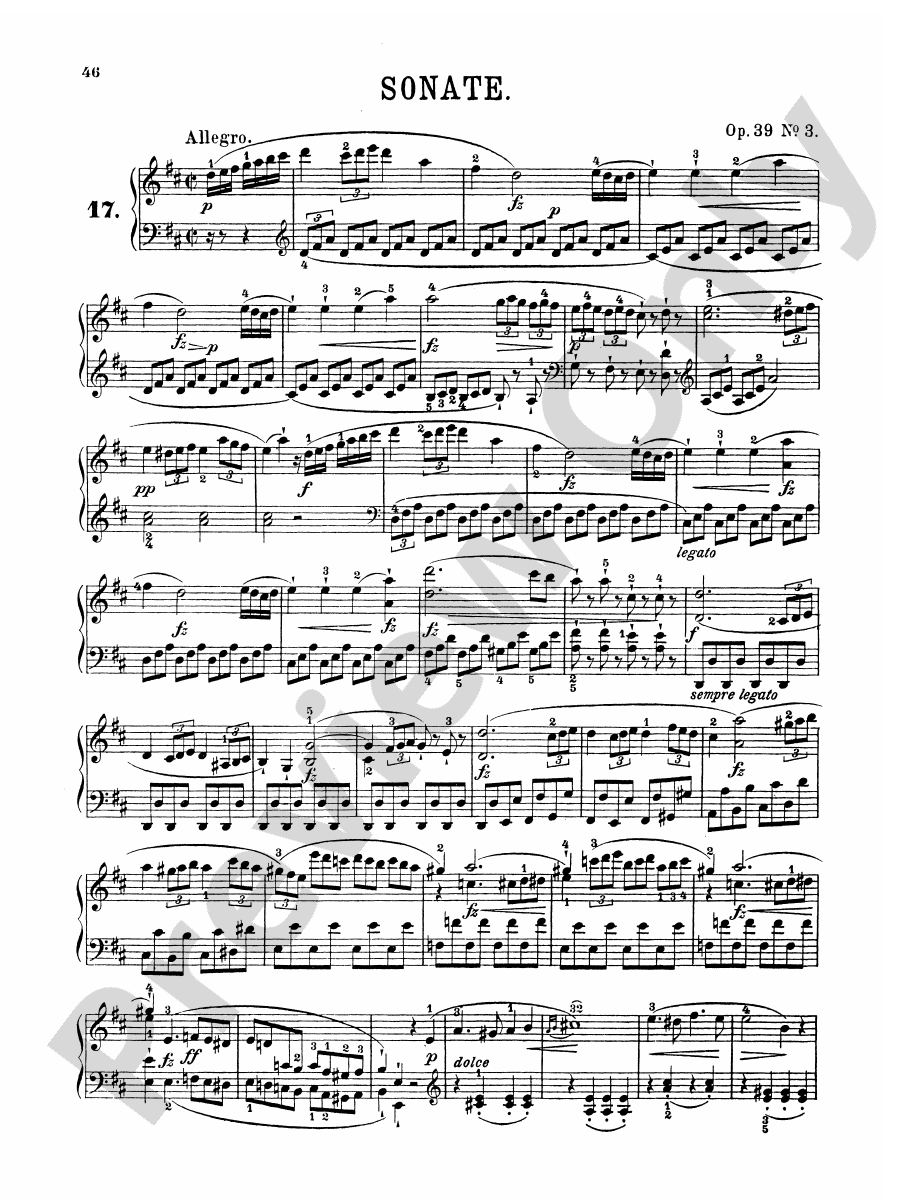 Clementi: Piano Sonatas (Volume III): No. 17, Op. 39, No. 3 Part - Digital Sheet Music Download