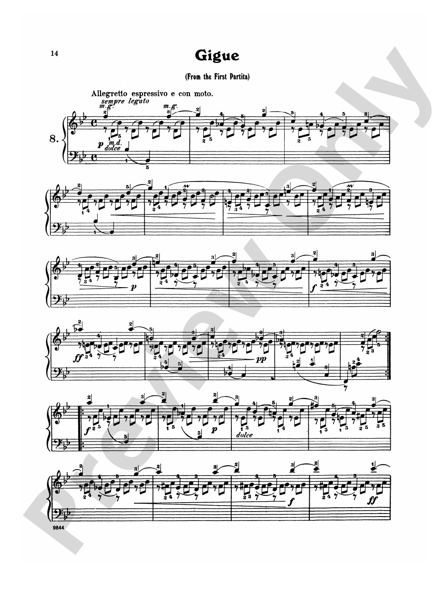 Bach: Twenty One Favorite Pieces: Gigue from the First Partita (B flat ...