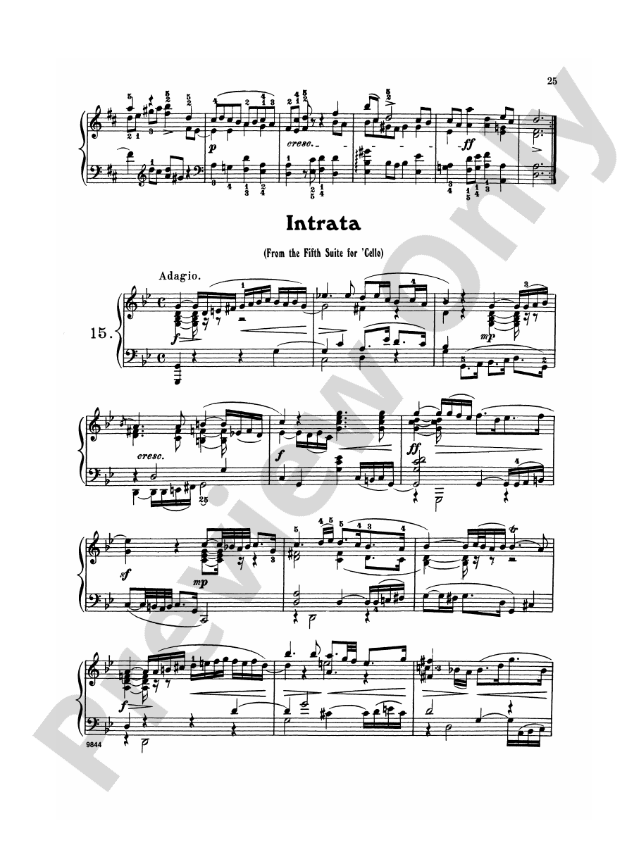 Bach: Twenty One Favorite Pieces: Intrata from the Fifth Violoncello ...
