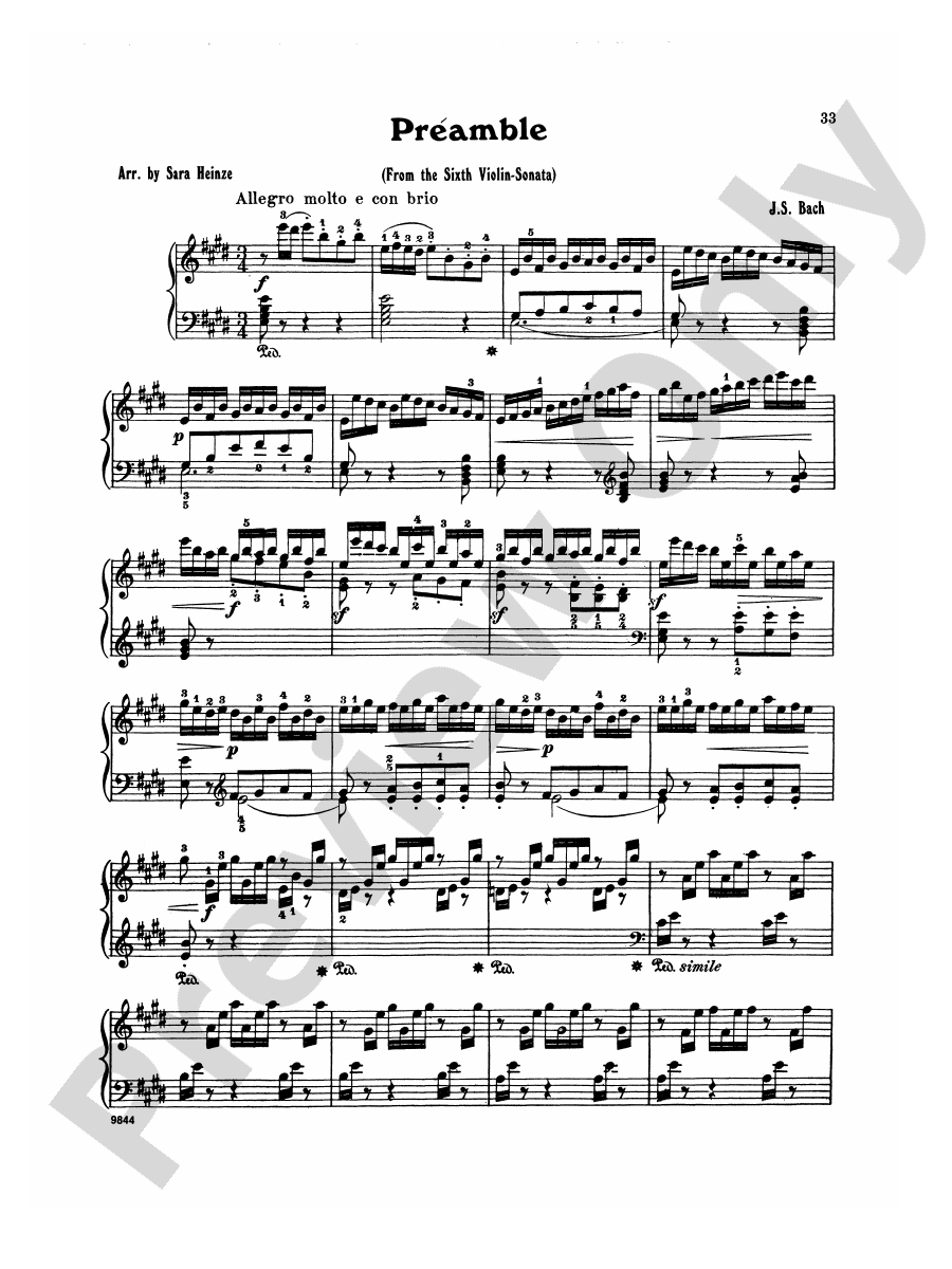 Bach: Twenty One Favorite Pieces: Preamble from the Sixth Violin Sonata ...