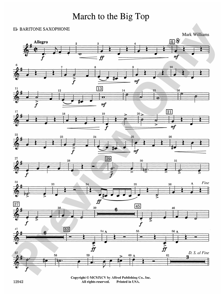 March to the Big Top: E-flat Baritone Saxophone: E-flat Baritone ...