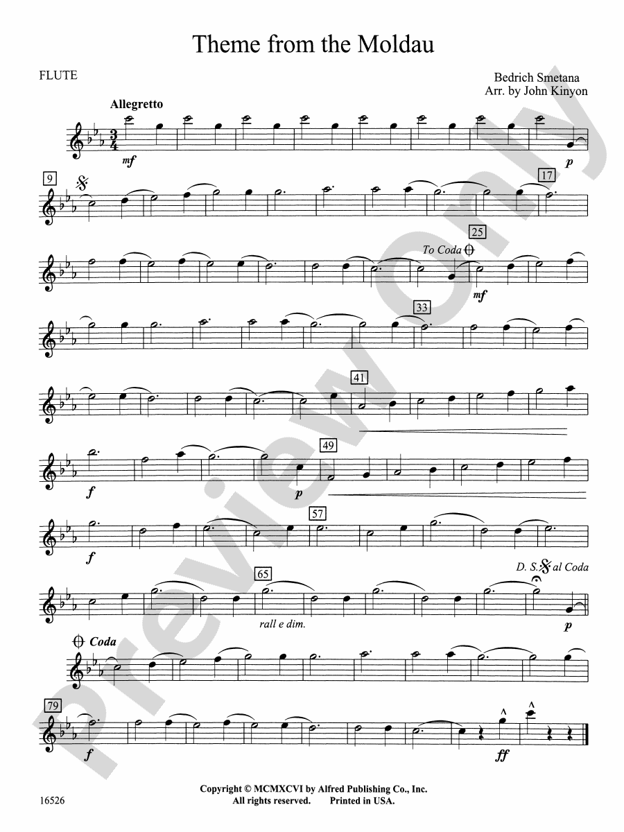 Theme from "The Moldau": Flute: Flute Part - Digital Sheet Music Download