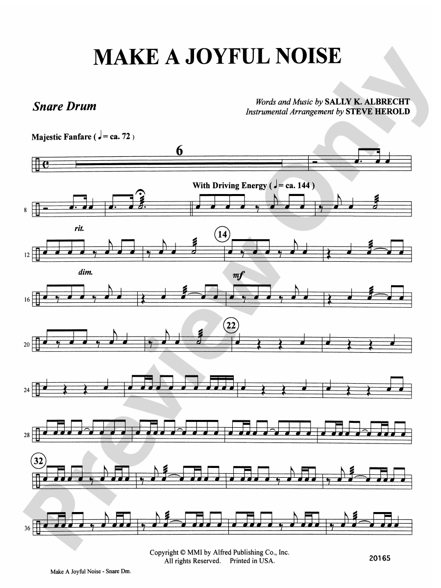 Make a Joyful Noise: Snare Drum: Snare Drum Part - Digital Sheet Music ...