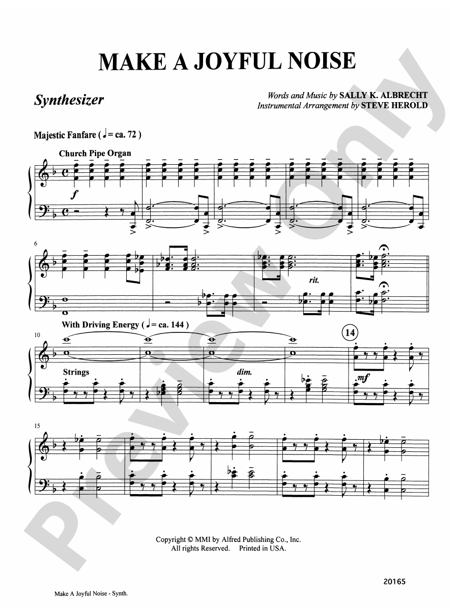 Make a Joyful Noise: Synthesizer: Synthesizer Part - Digital Sheet Music Download