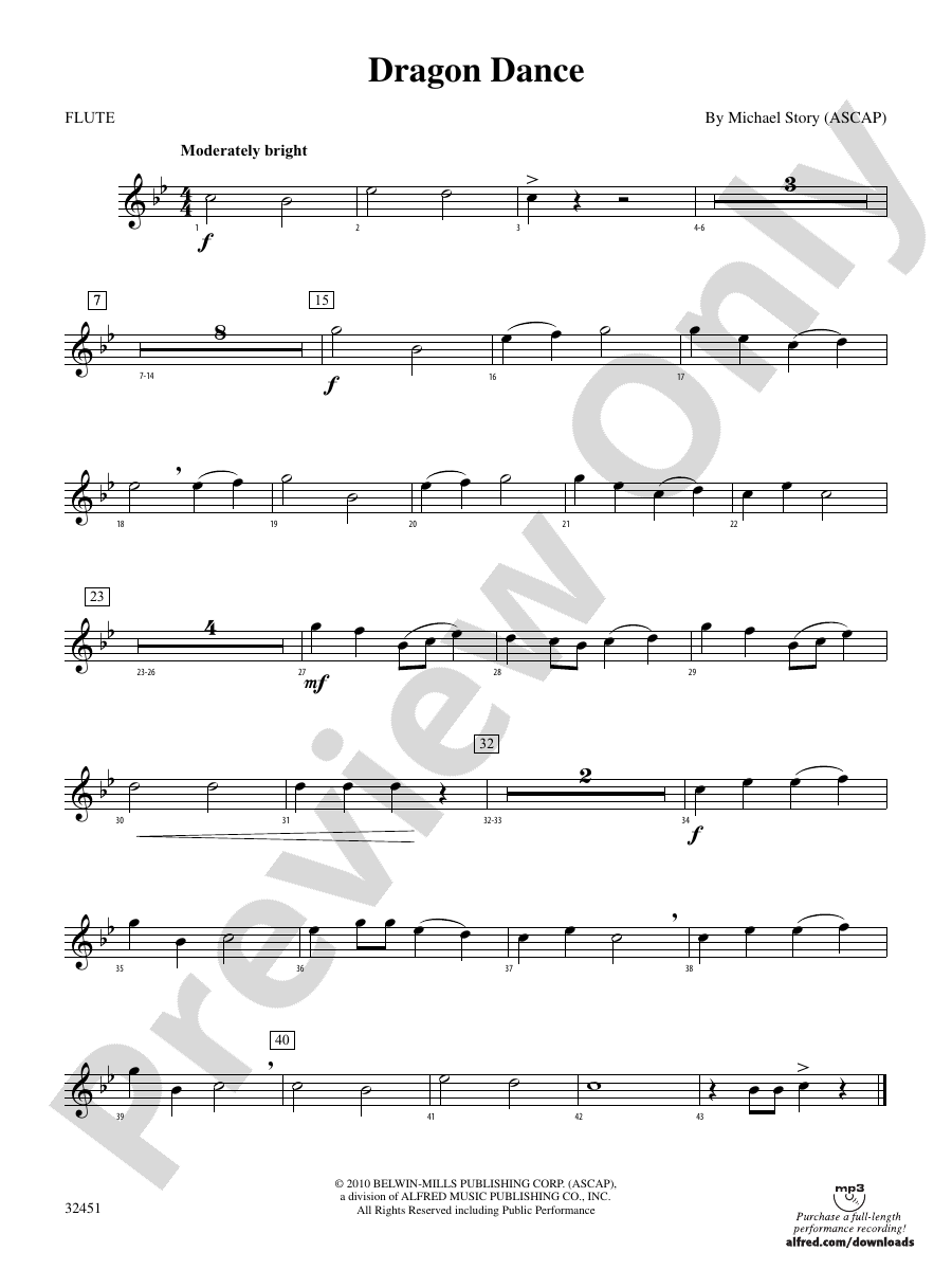 Dragon Dance: Flute: Flute Part - Digital Sheet Music Download