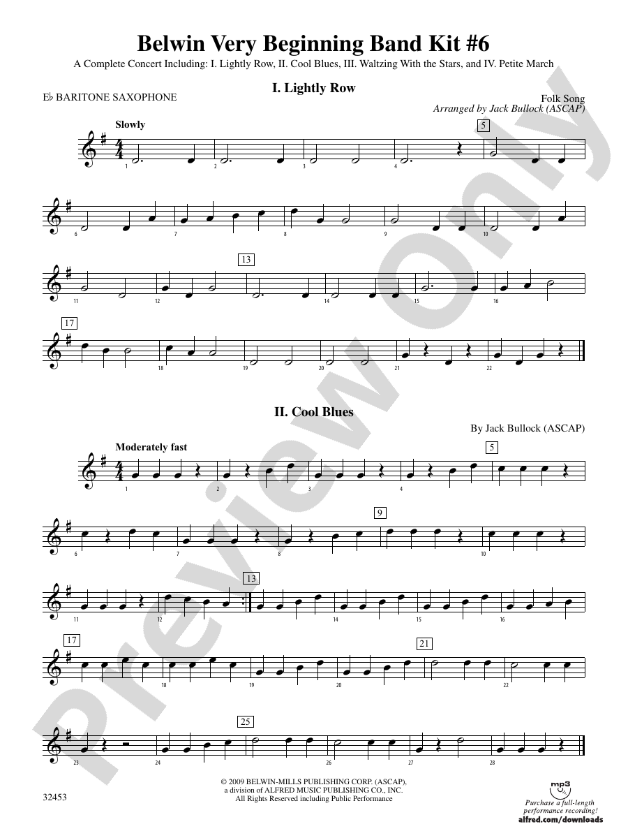 Belwin Very Beginning Band Kit #6: E-flat Baritone Saxophone: E-flat ...