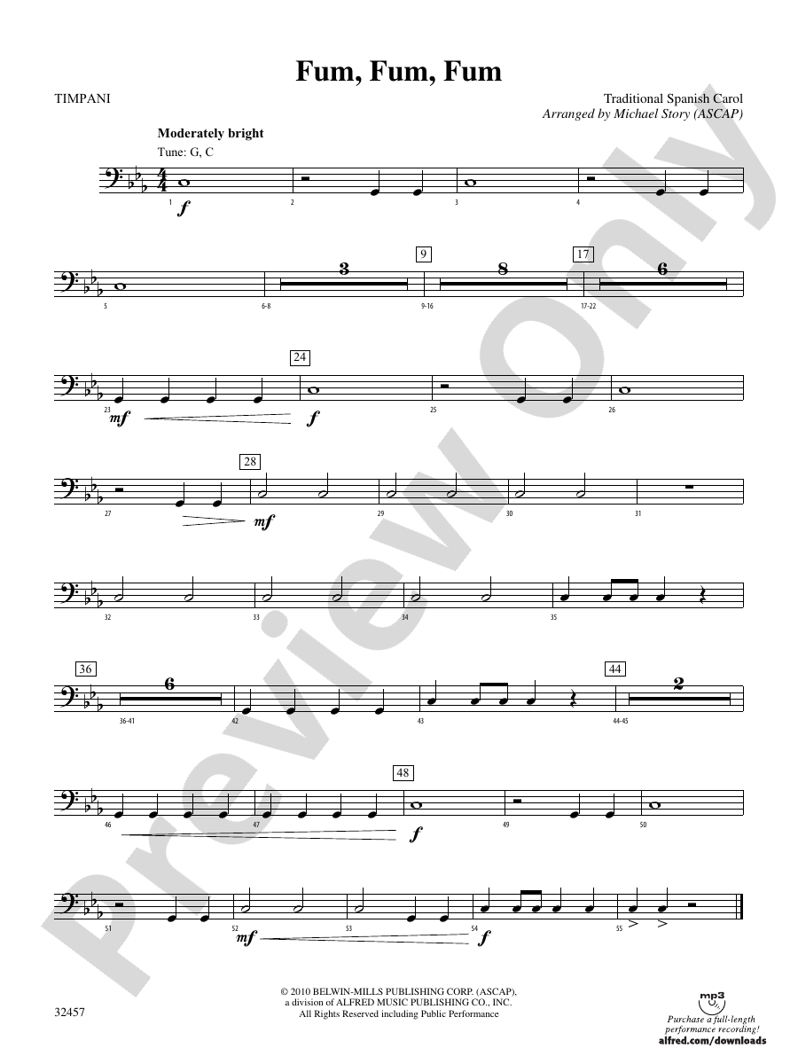 Fum, Fum, Fum: Timpani: Timpani Part - Digital Sheet Music Download