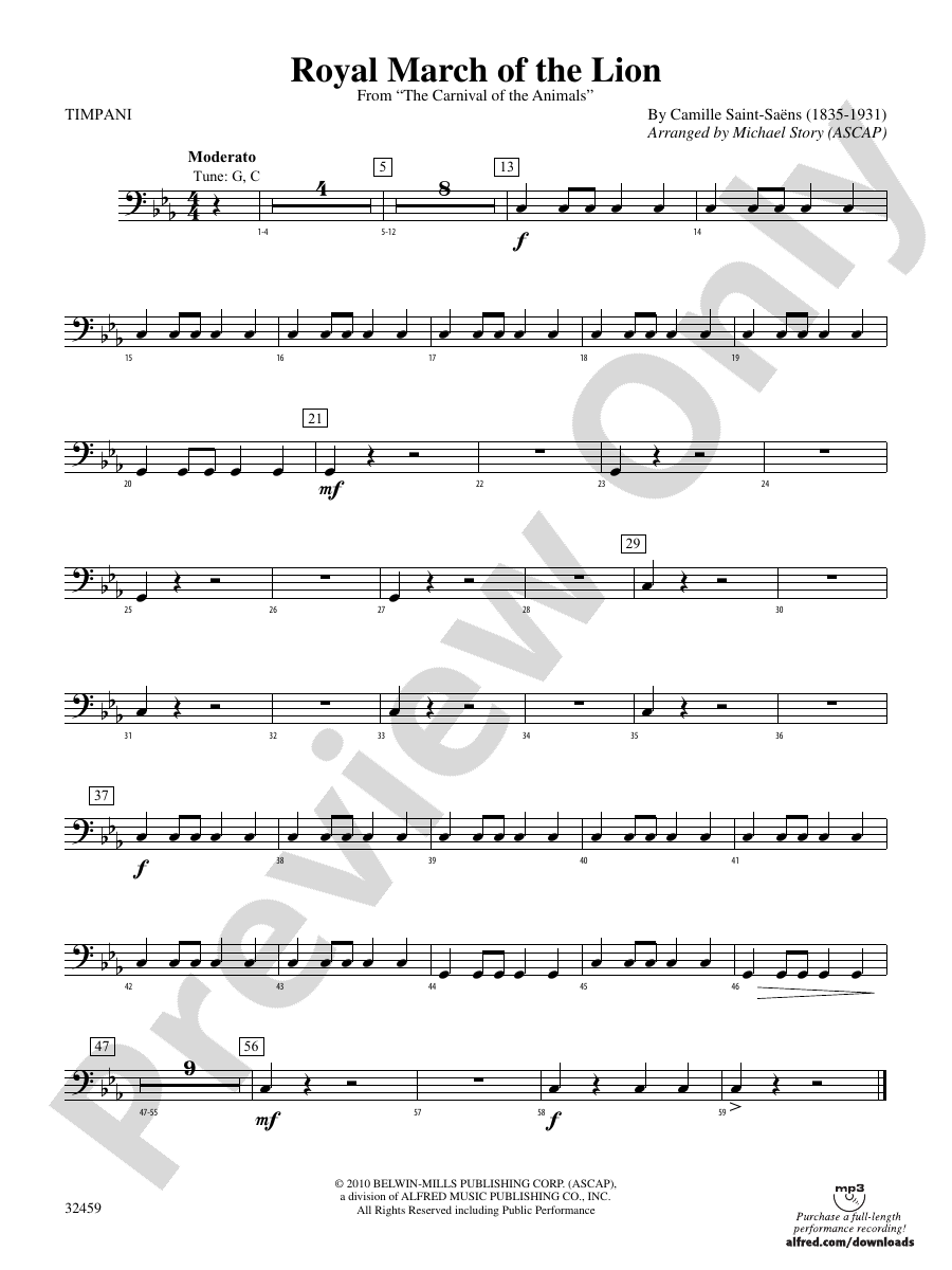 Royal March of the Lion: Timpani: Timpani Part - Digital Sheet Music ...