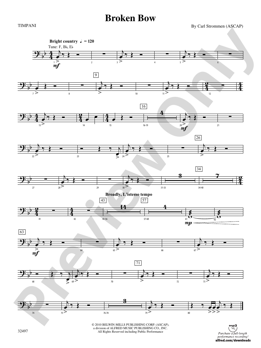 Broken Bow: Timpani: Timpani Part - Digital Sheet Music Download