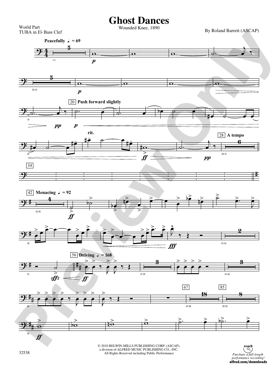 Ghost Dances: (wp) E-flat Tuba B.C.: (wp) E-flat Tuba B.C. World Part - Digital Sheet Music Download