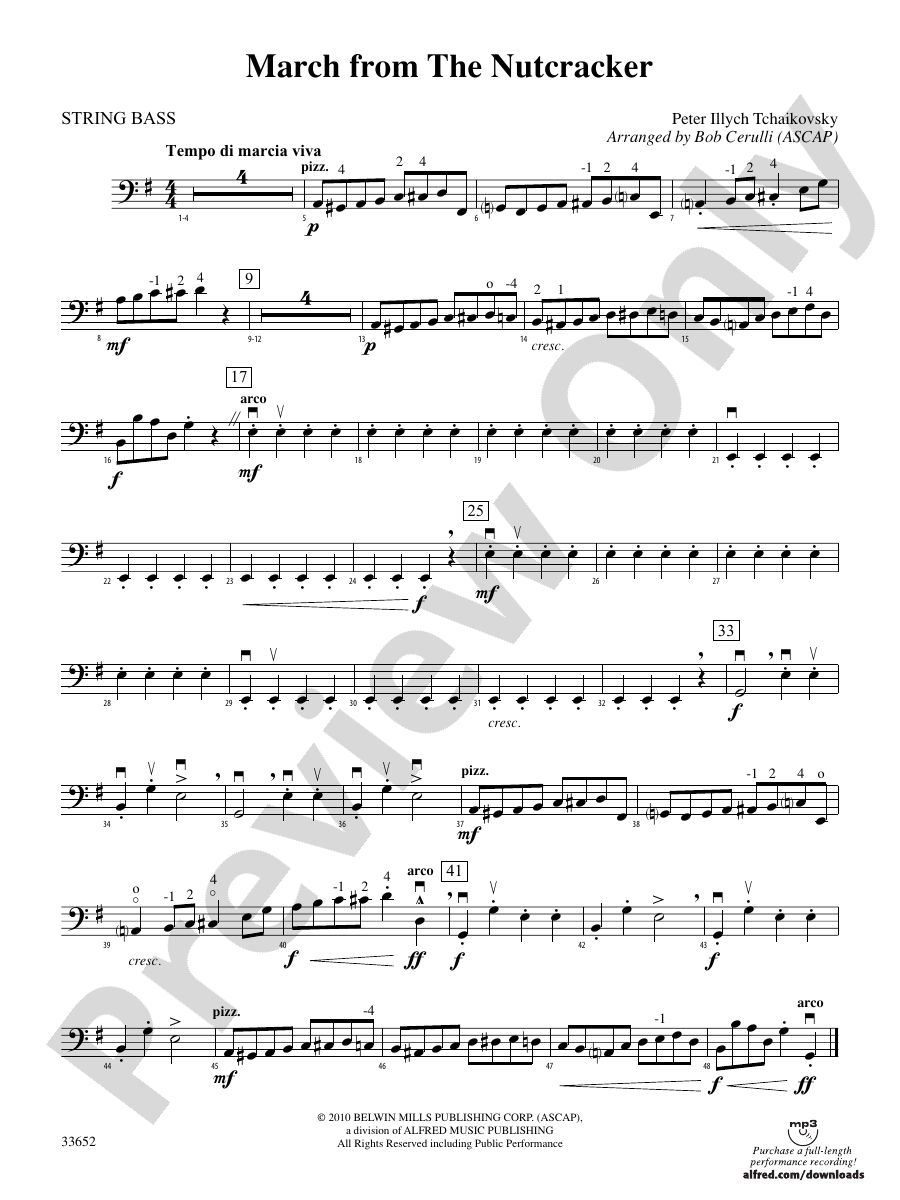 March from The Nutcracker: String Bass: String Bass Part - Digital ...