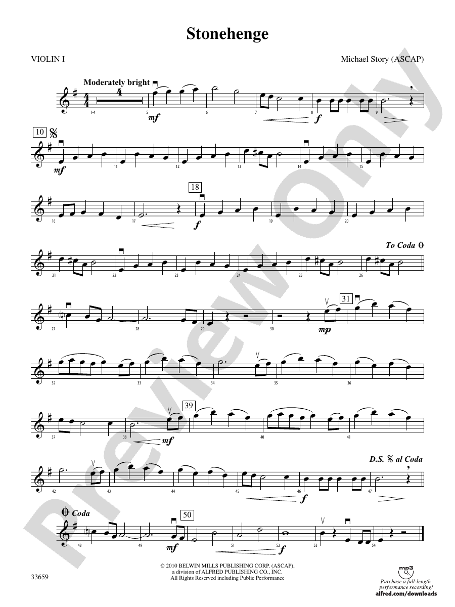 Stonehenge: 1st Violin: 1st Violin Part - Digital Sheet Music Download