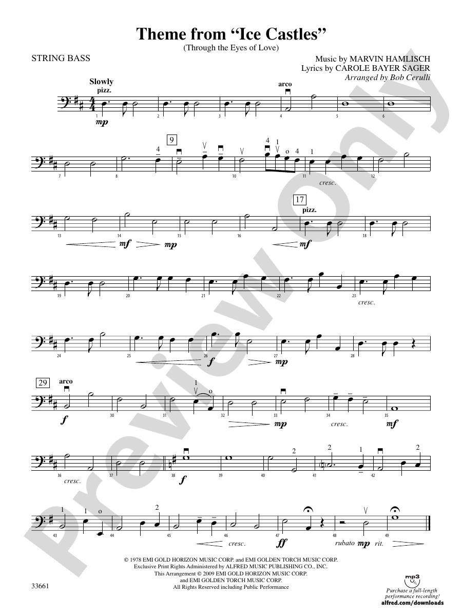 Ice Castles, Theme from (Through the Eyes of Love): String Bass: String ...