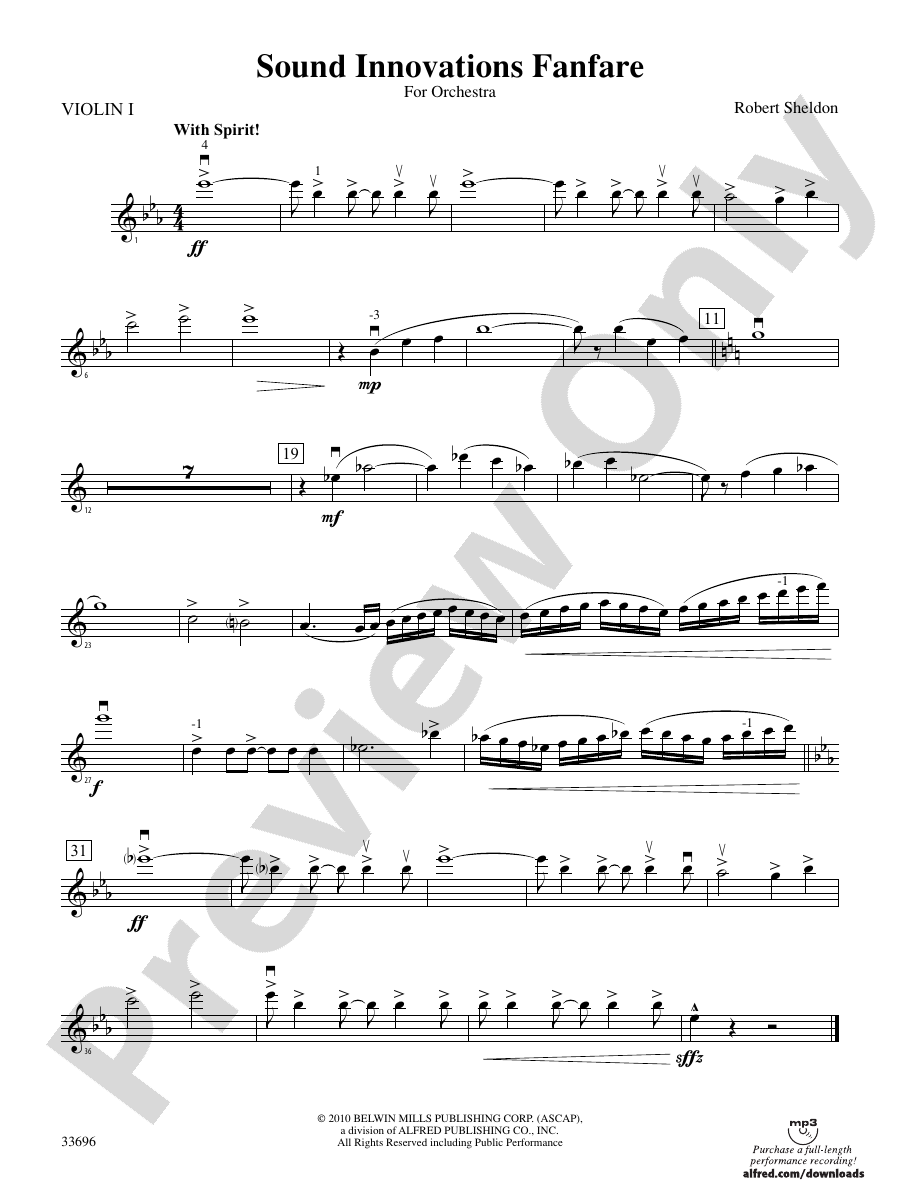 Sound Innovations Fanfare: 1st Violin: 1st Violin Part - Digital Sheet ...